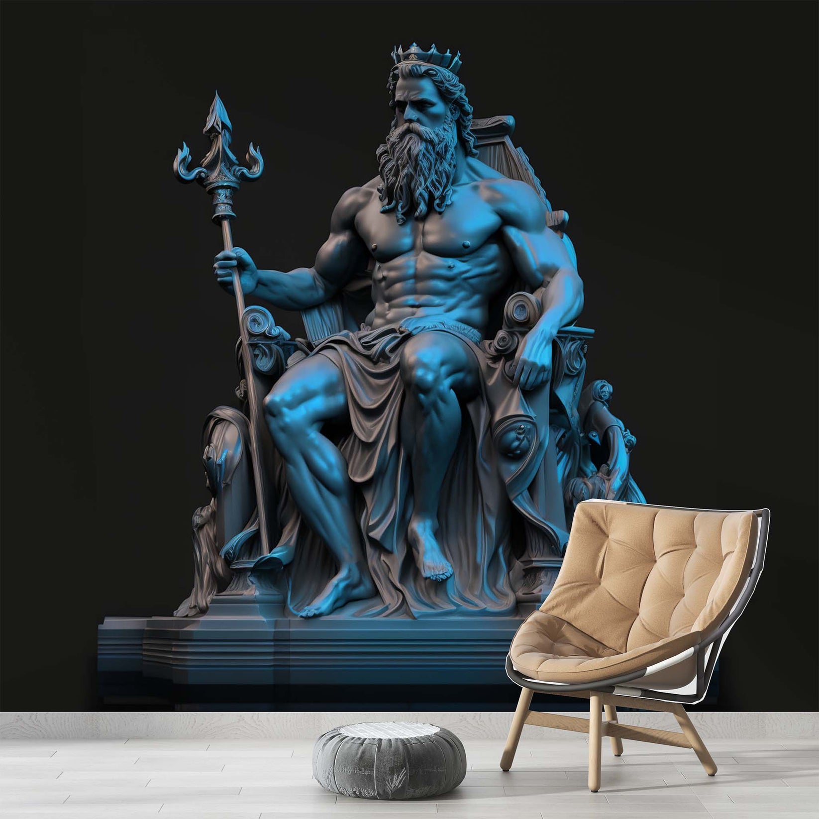 Blue Poseidon Wallpaper, Greek Mythology Wall Decal