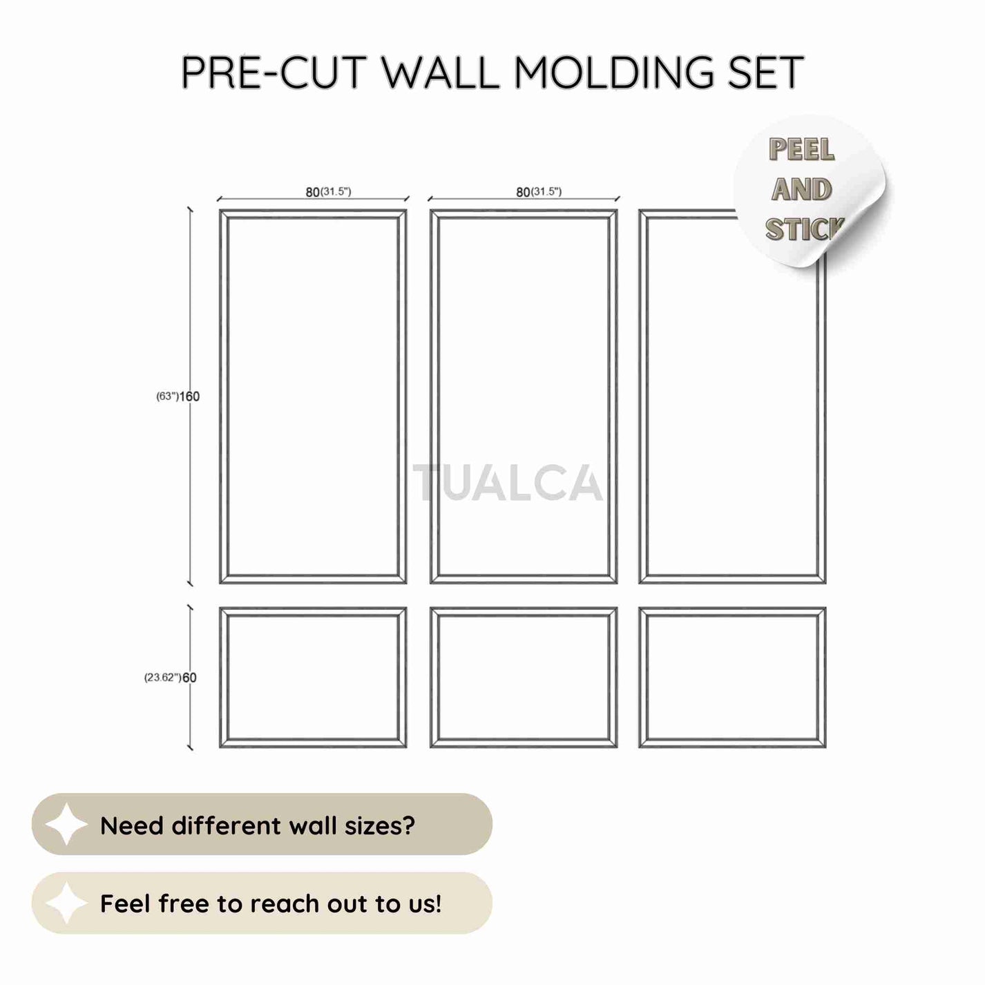 Paintable Wall Molding Kit Pre-Cut | White Polymer Picture Frame ...