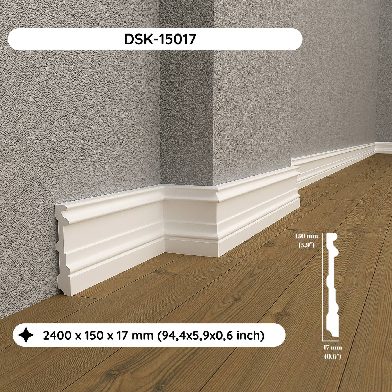 Moisture Resistant Baseboard Molding DSK-15017
