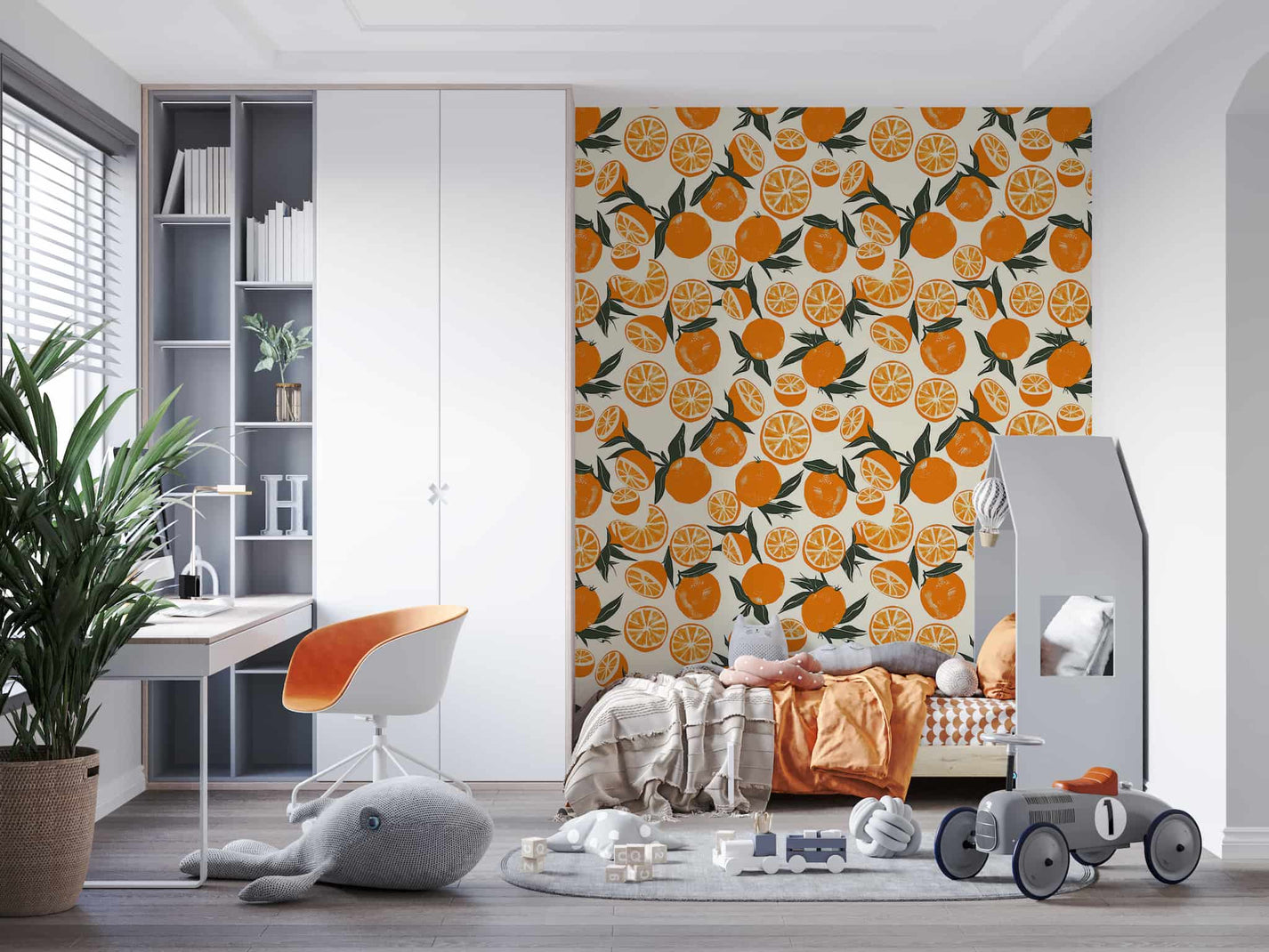 Vibrant Orange Pattern Wallpaper | Watercolor Fruit Art