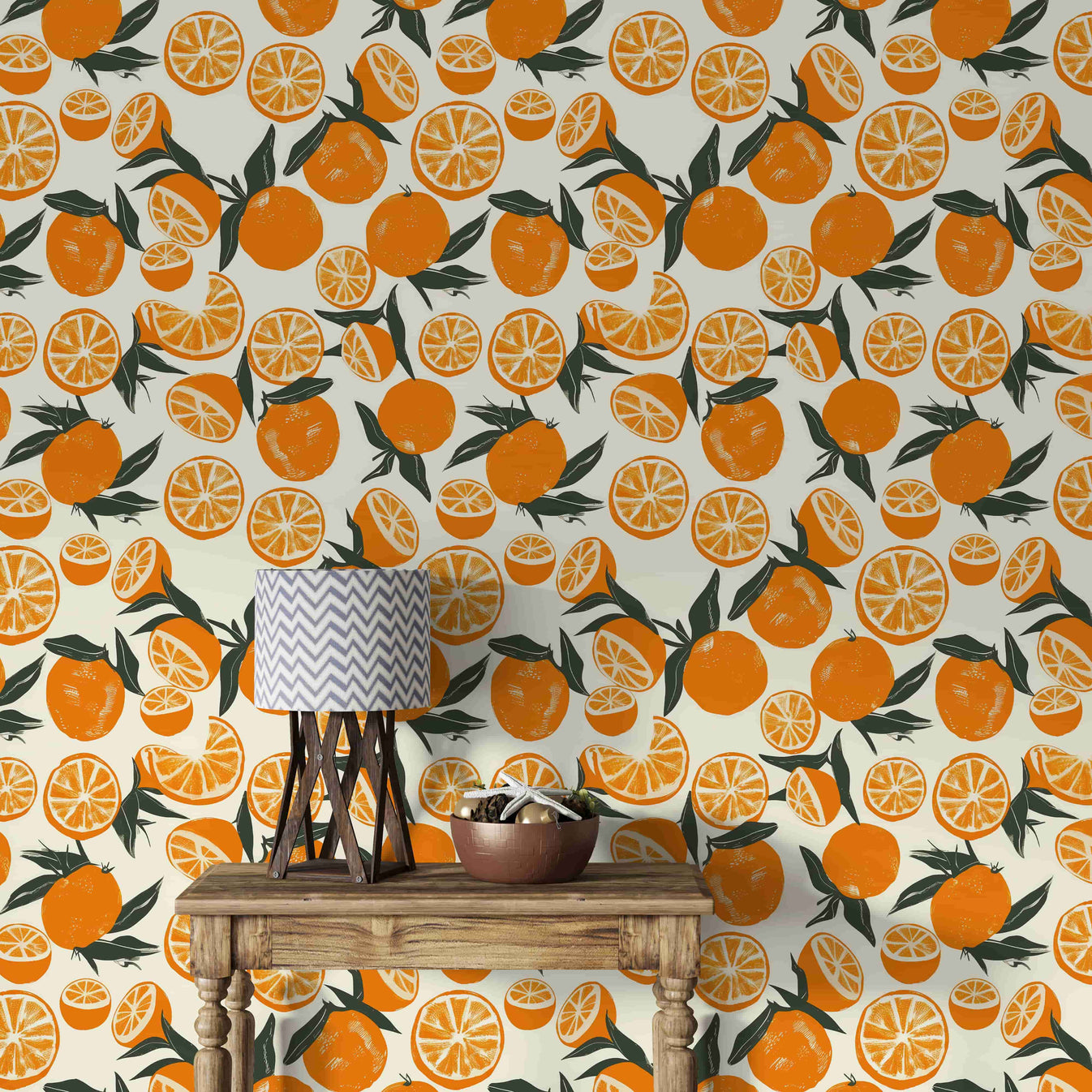 Vibrant Orange Pattern Wallpaper | Watercolor Fruit Art